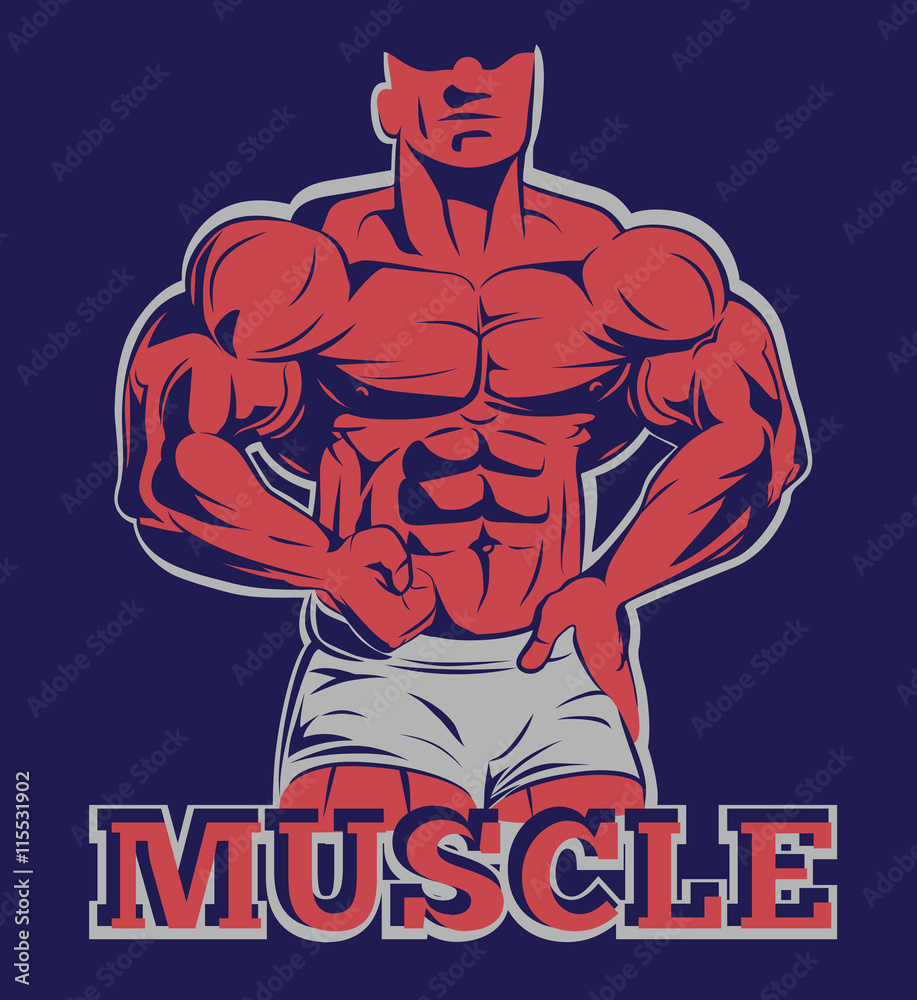 bodybuilder logo muscle man posing emblem Stock Vector | Adobe Stock