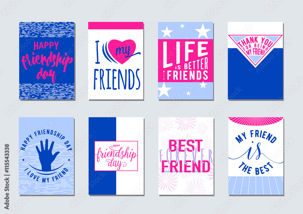 Vector illustration of Friendship day typography background set in flat ...