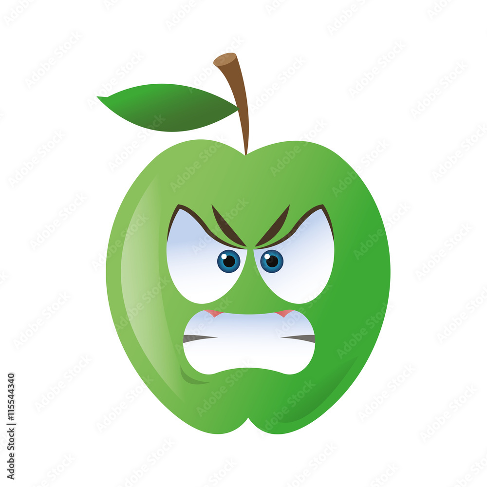 flat design angry apple cartoon icon vector illustration Stock Vector ...