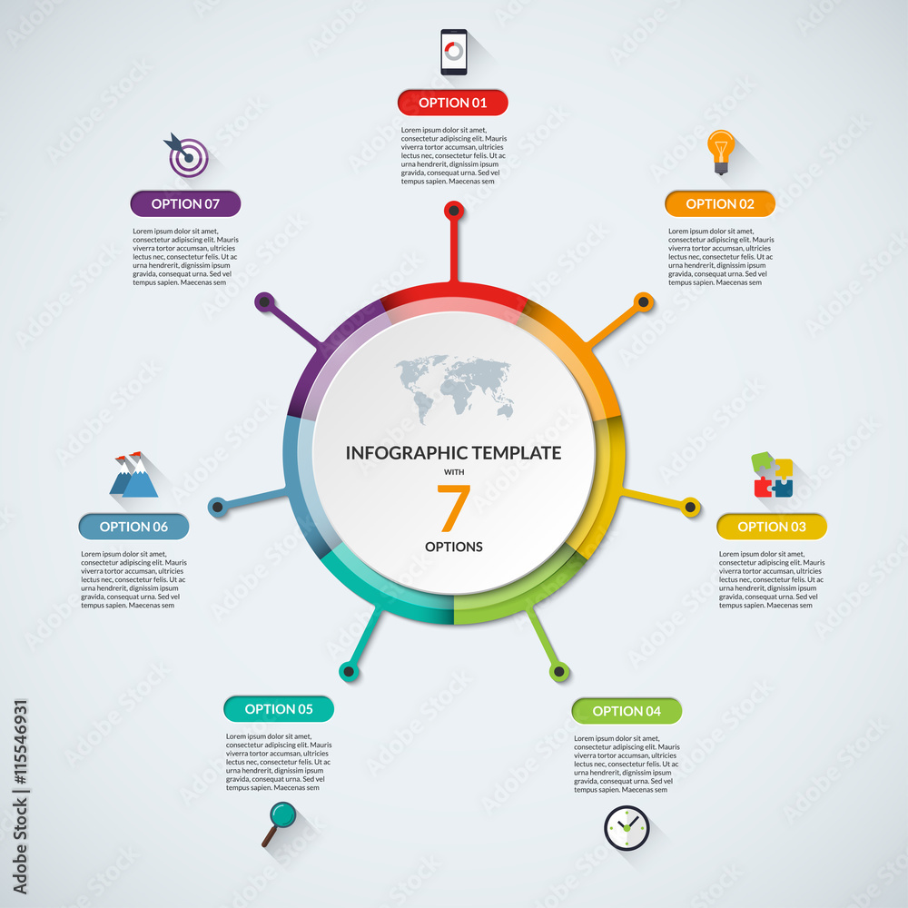 Infographic circle diagram template. Business concept with 7 steps ...