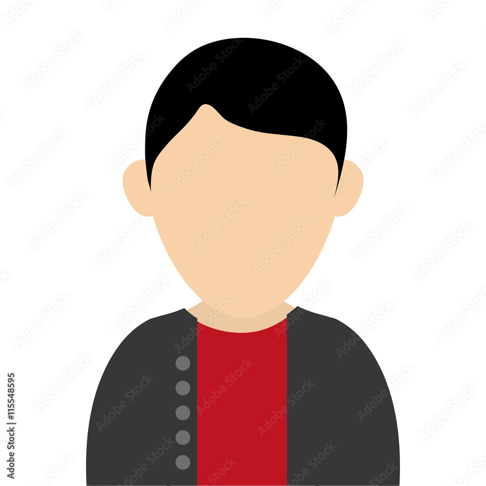 simple flat design faceless man wearing casual clothes portrait icon ...