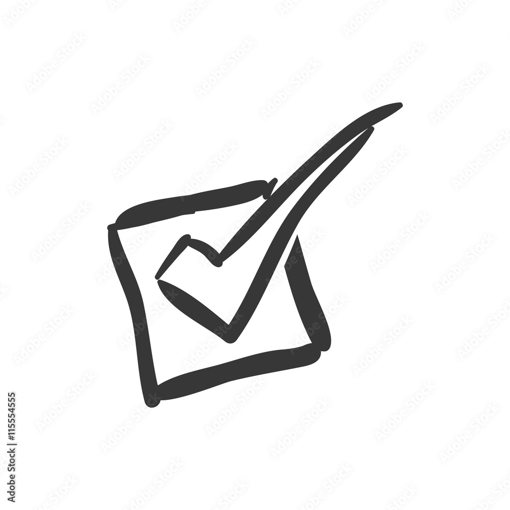 Positive concept represented by check mark icon. Isolated and sketch ...