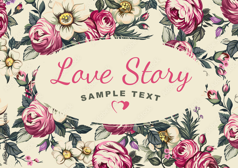 Cover Love Story, background of flowers Stock Vector | Adobe Stock