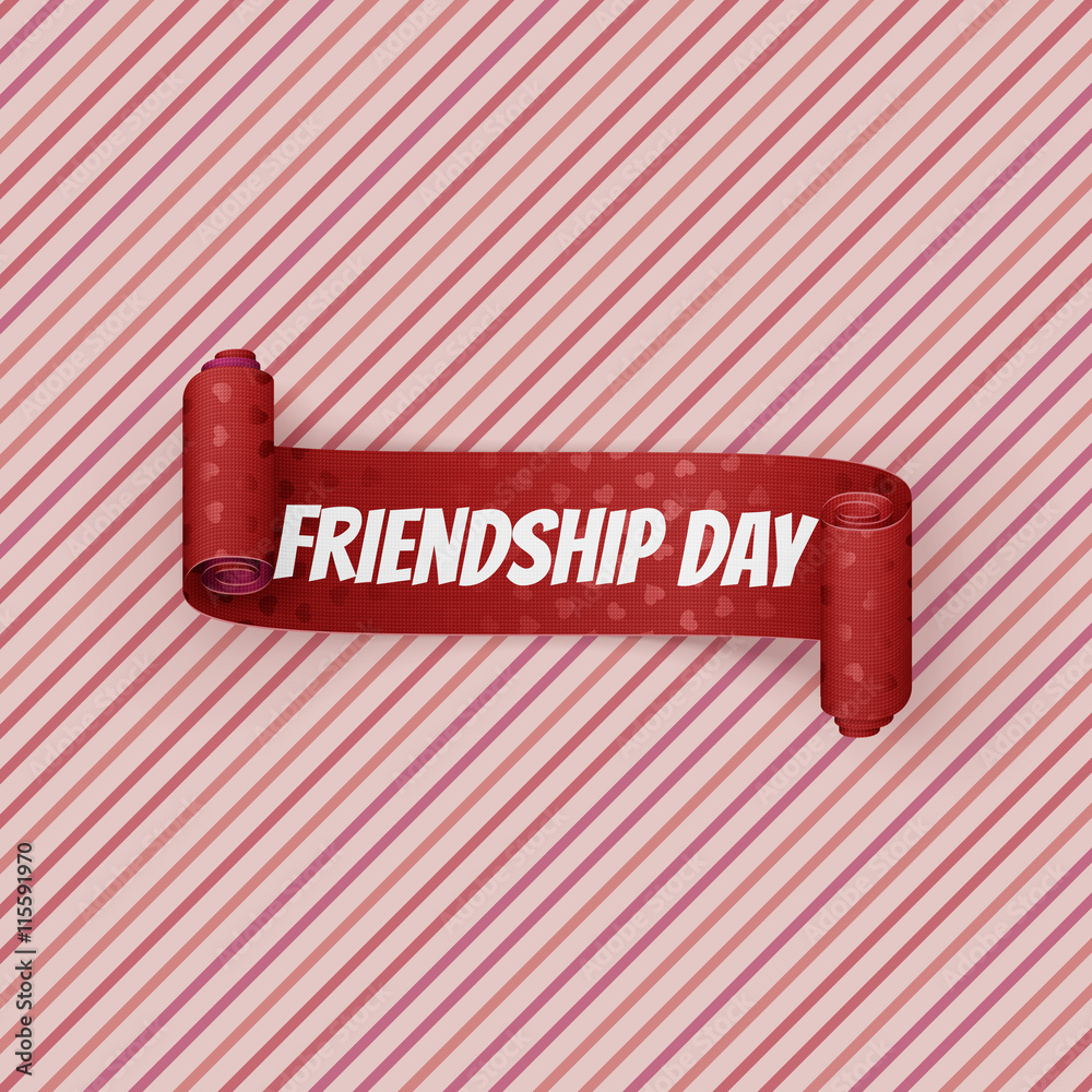 Friendship Day realistic red Ribbon Stock Vector | Adobe Stock