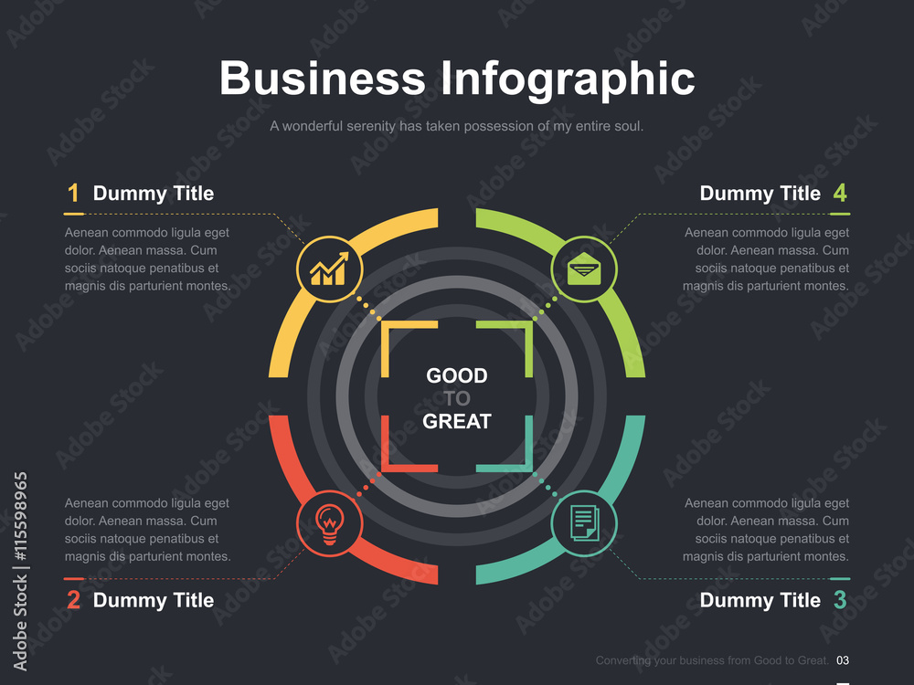 Flat business presentation vector slide template with diagram Stock ...