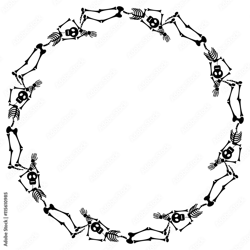 Round frame with skeleton. Vector clip art. Stock Vector | Adobe Stock
