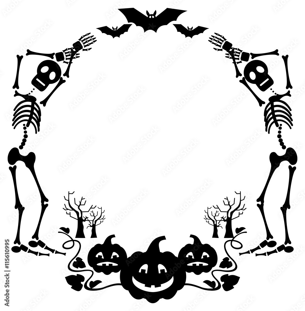 Round frame with skeleton. Vector clip art. Stock Vector | Adobe Stock