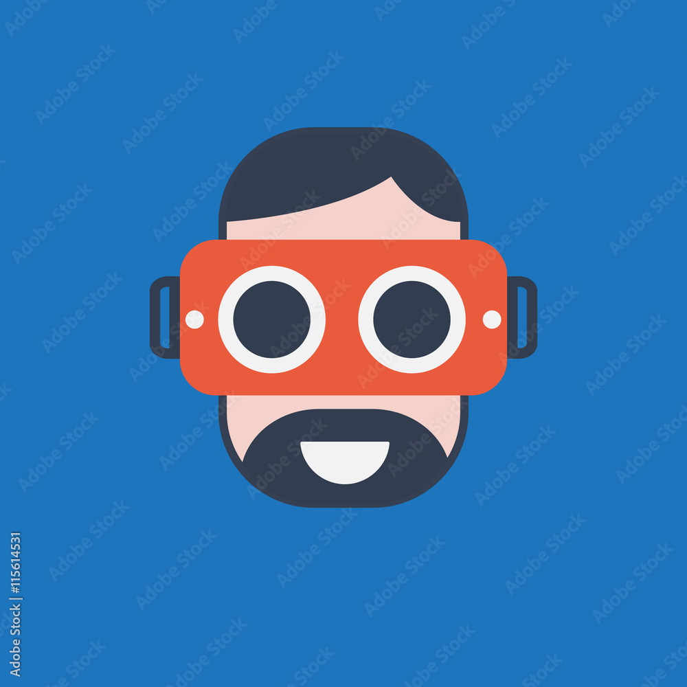 Virtual Reality Flat design Icon color - VR vector illustration Stock ...