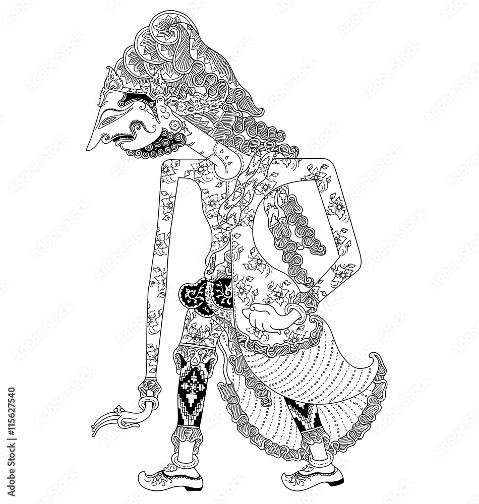 a character of traditional puppet show, wayang kulit from java ...