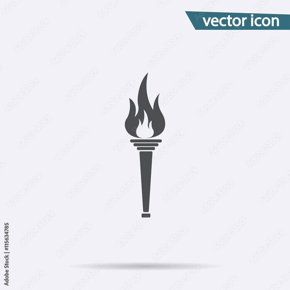 Gray Olympic Torch flame icon isolated on background. Modern sim Stock ...