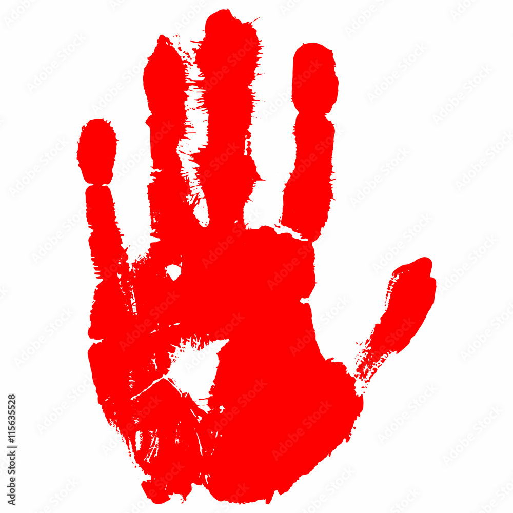 red hand print vector isolated on white background Stock Vector | Adobe ...