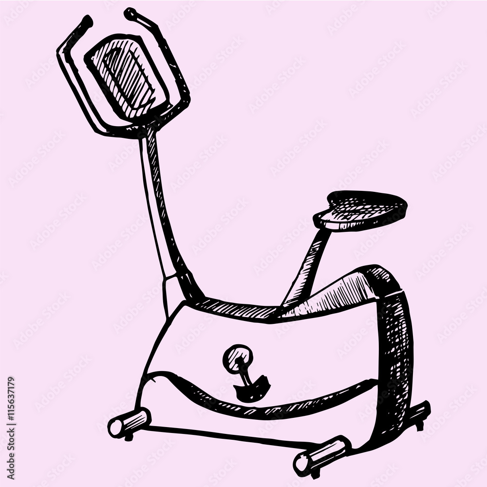 exercise bike doodle style sketch illustration hand drawn vector Stock ...