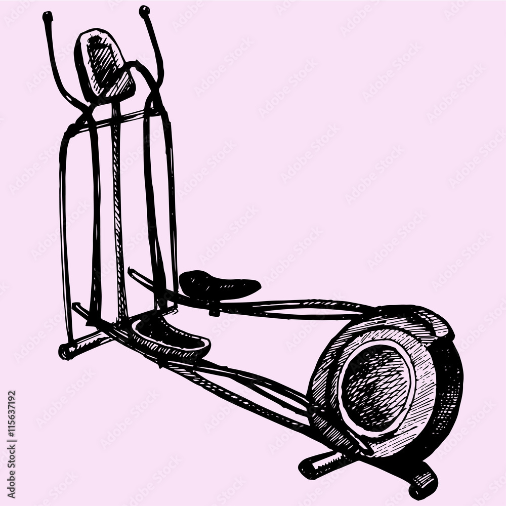 cross trainer doodle style sketch illustration hand drawn vector Stock ...