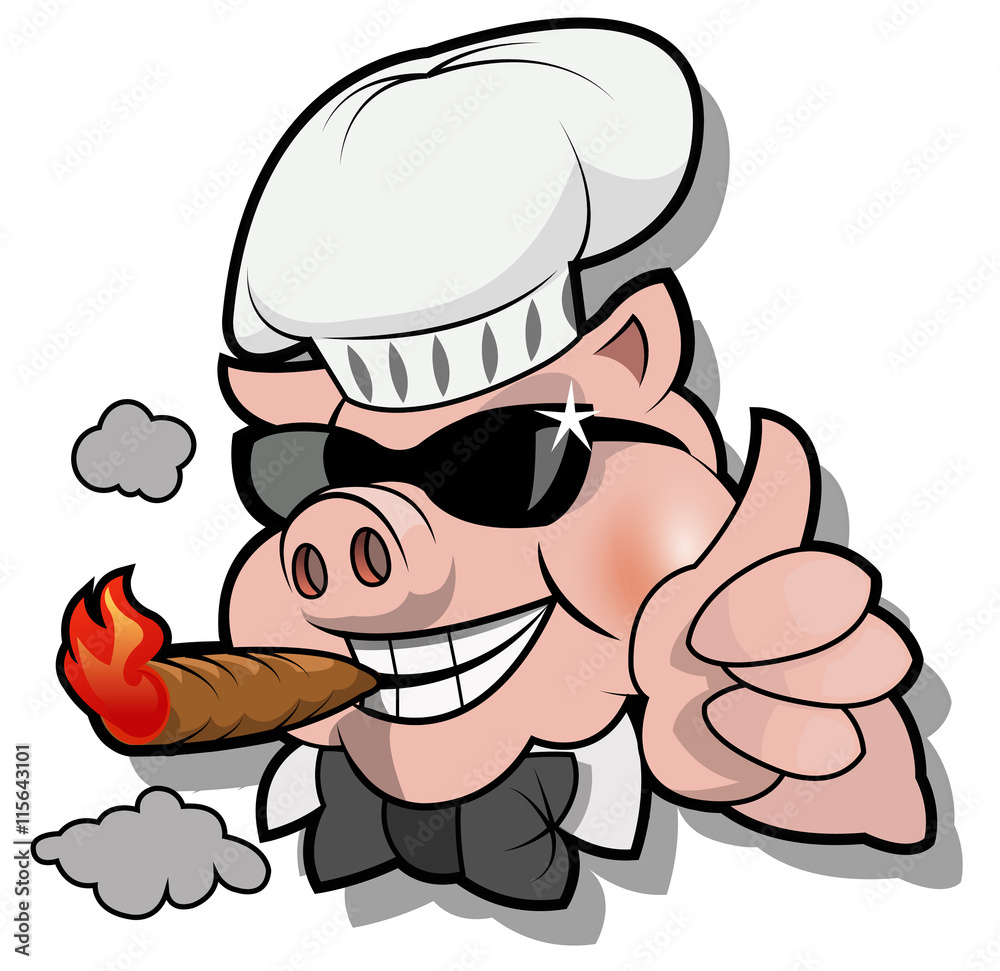 Pig BBQ Chef Stock-Vektorgrafik | Adobe Stock