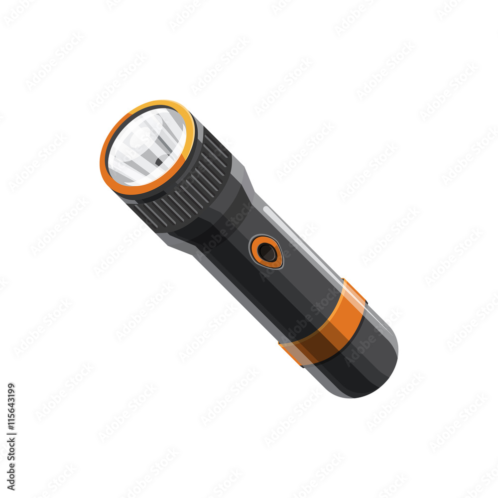 Flashlight icon in cartoon style on a white background Stock Vector ...