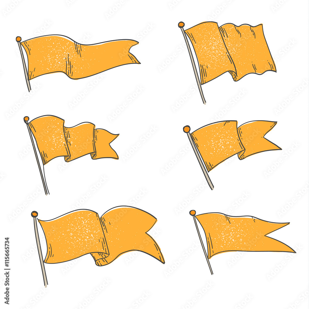 Vector set of different flag shapes set in flat line style Stock Vector ...