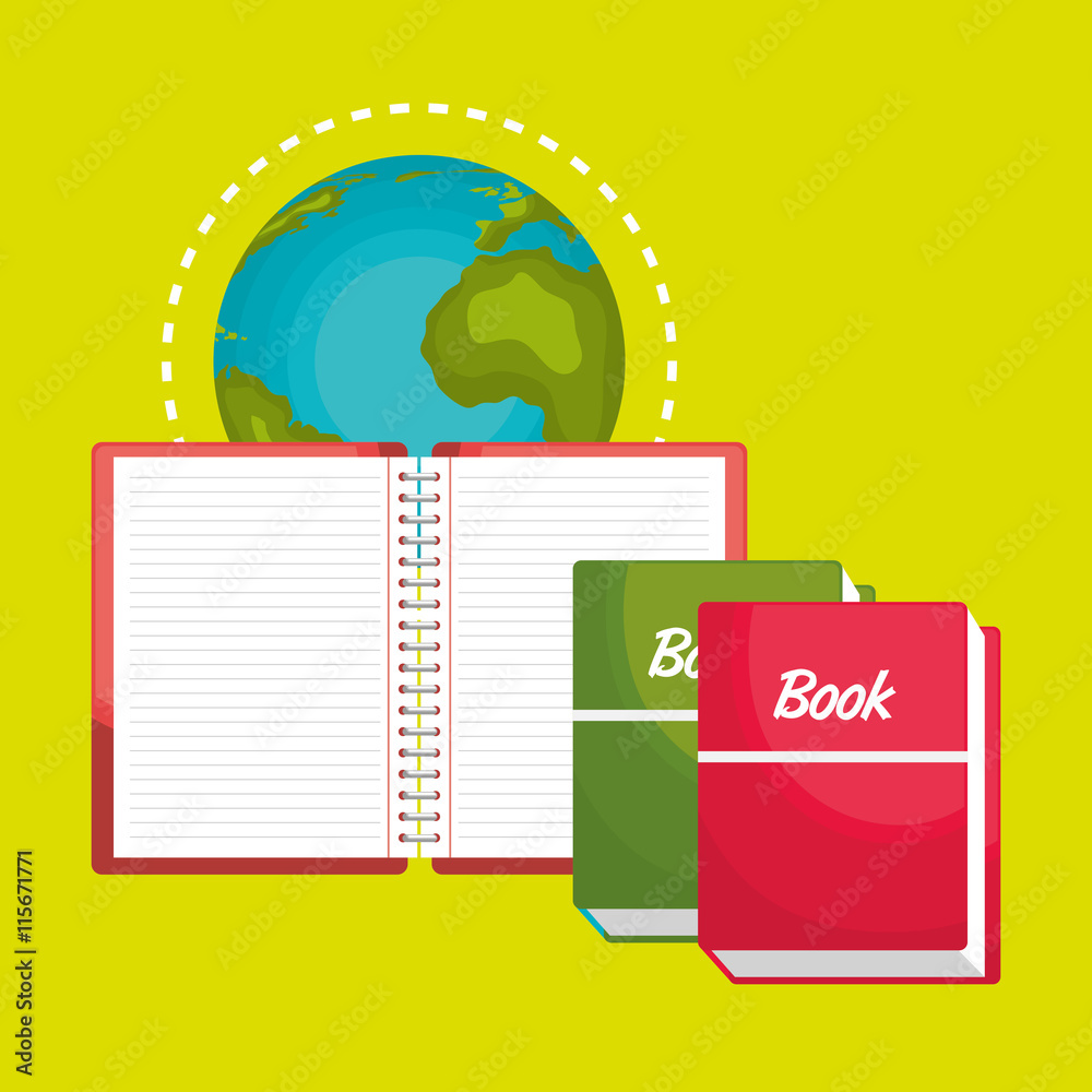world and books isolated icon design, vector illustration graphic Stock ...