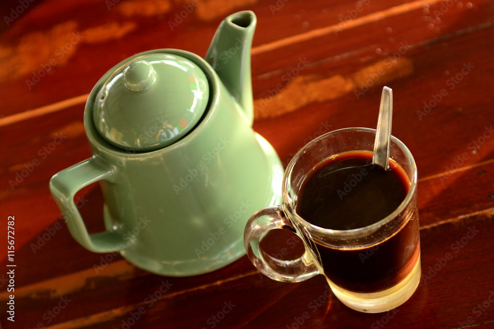 Thai Hot Milk Tea, Cha-Ron is a drink made from strongly brewed back ...