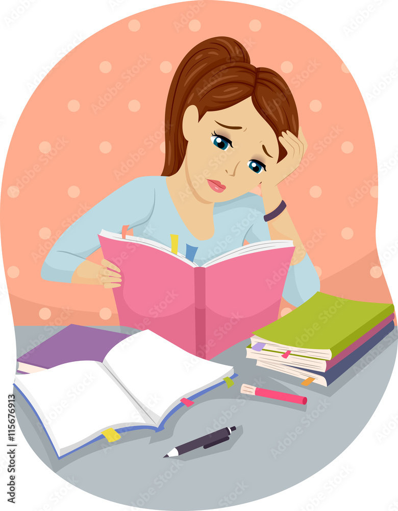 Teen Girl Reading A Book Clipart