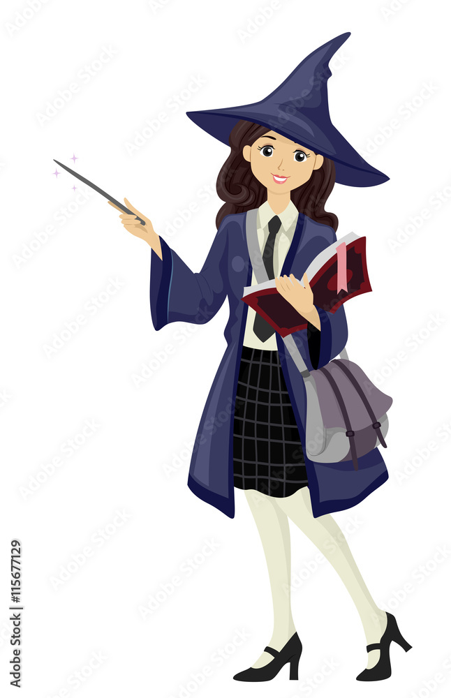 Teen Girl Wizard Student Stock Vector | Adobe Stock