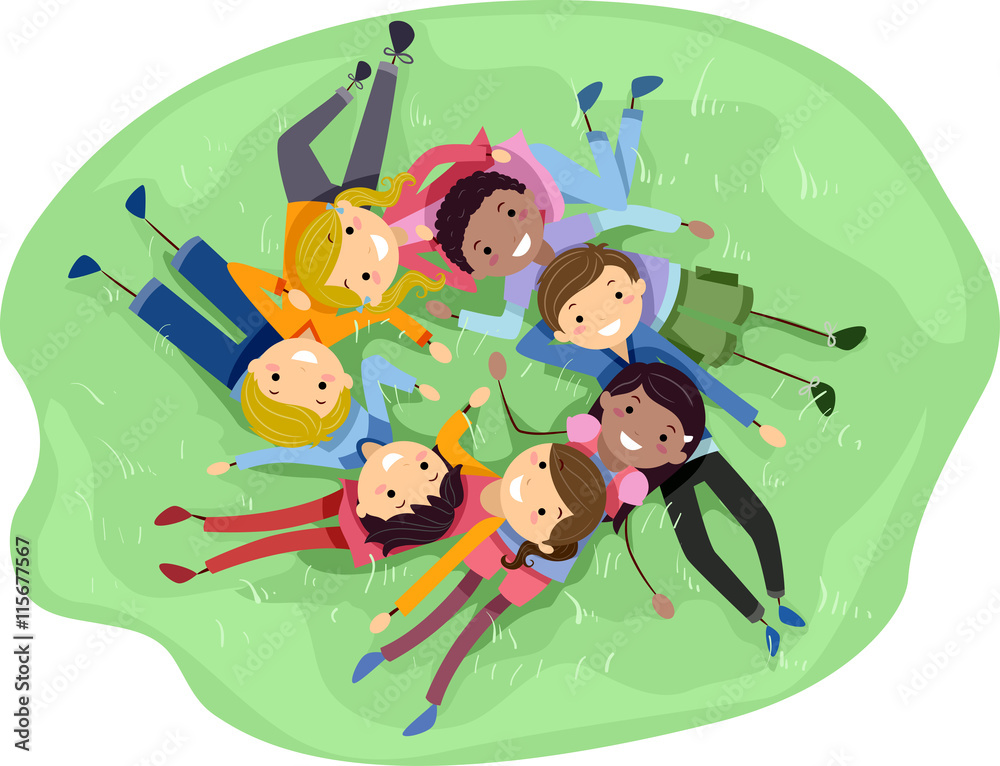 Teens Stickman Friends Diverse Stock Vector | Adobe Stock