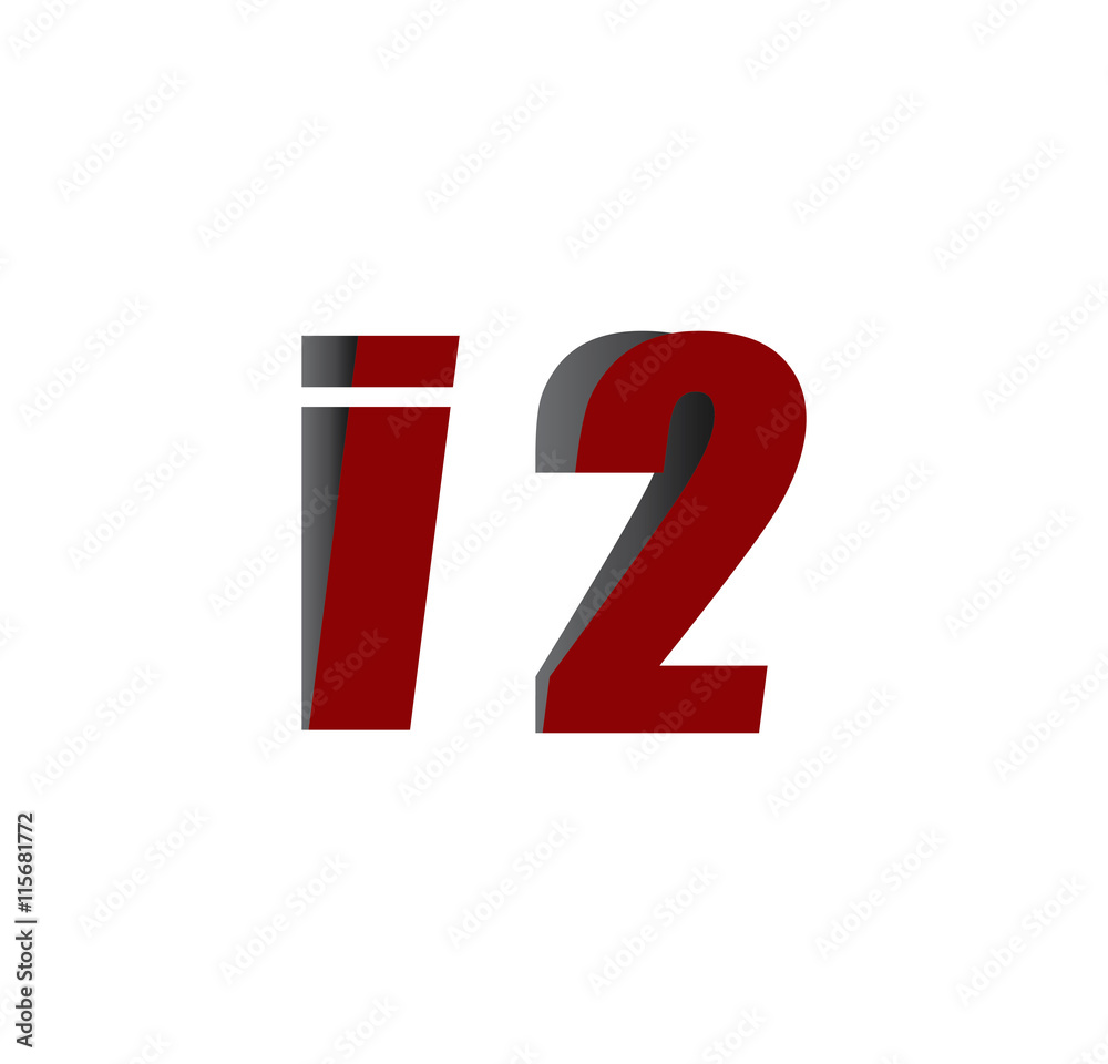 i2 logo initial red and shadow Stock Vector | Adobe Stock