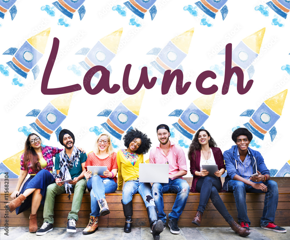 Launch Begin Introduce Startup Campaign Kick Off Concept Stock Photo ...