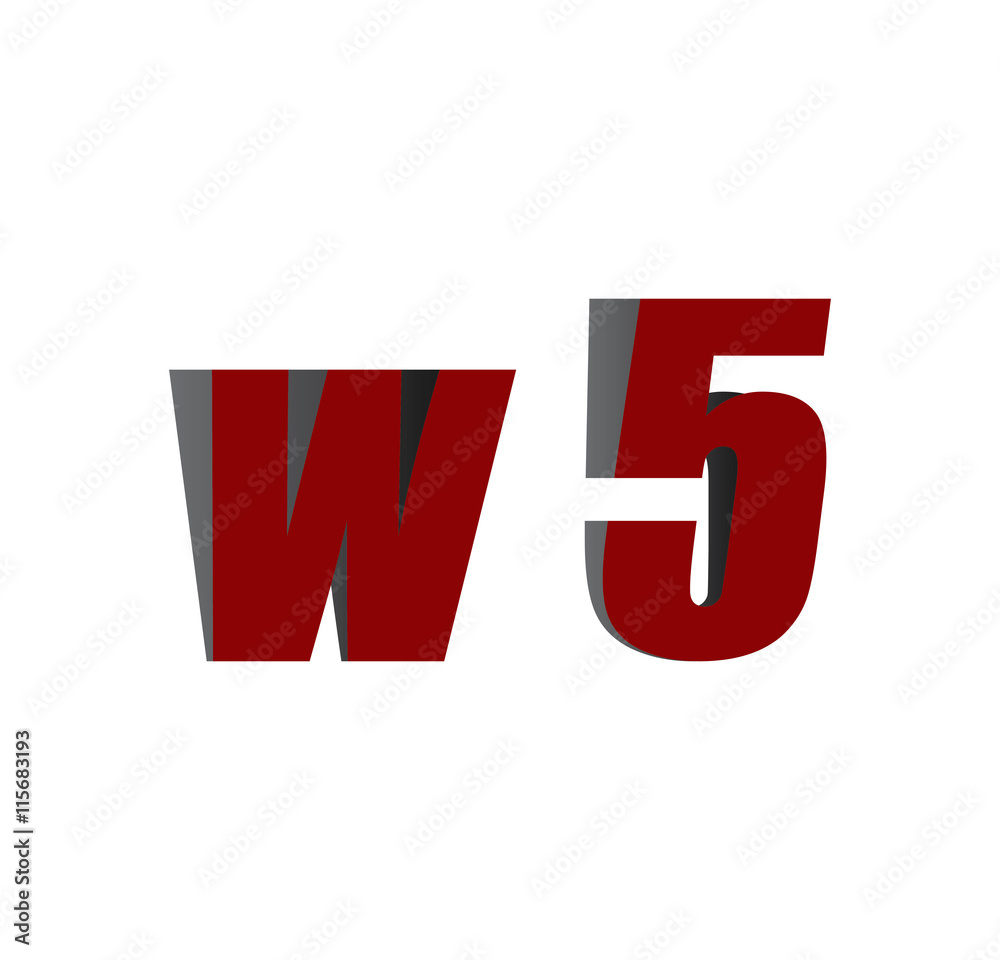 Vettoriale Stock w5 logo initial red and shadow | Adobe Stock
