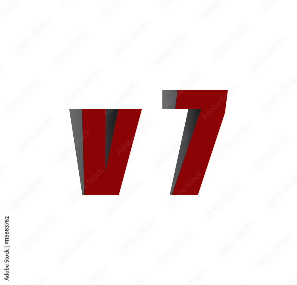 v7 logo initial red and shadow Stock Vector | Adobe Stock