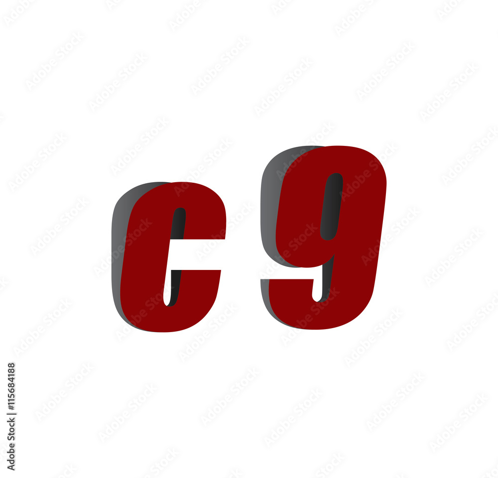c9 logo initial red and shadow Stock Vector | Adobe Stock