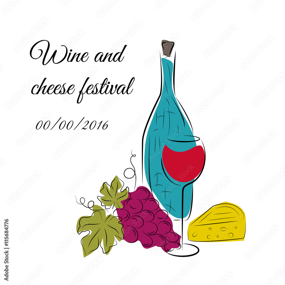 Wine festival poster. Design for wine event. Hand drawn concept for ...