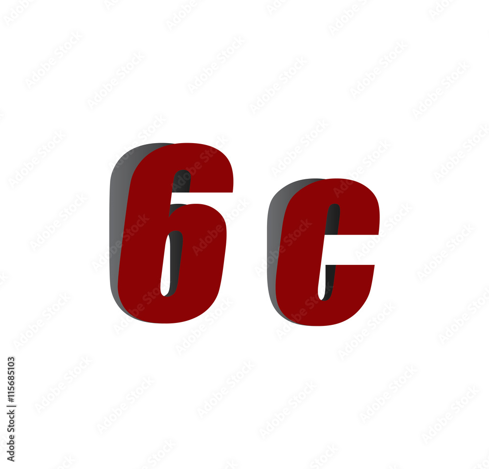6c logo initial red and shadow Stock Vector | Adobe Stock