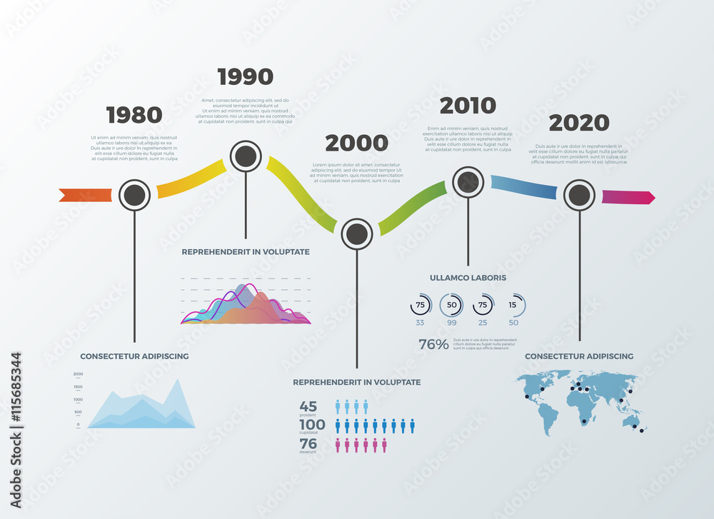 Poster Road timeline infographic for workflow layout banner diagram ...