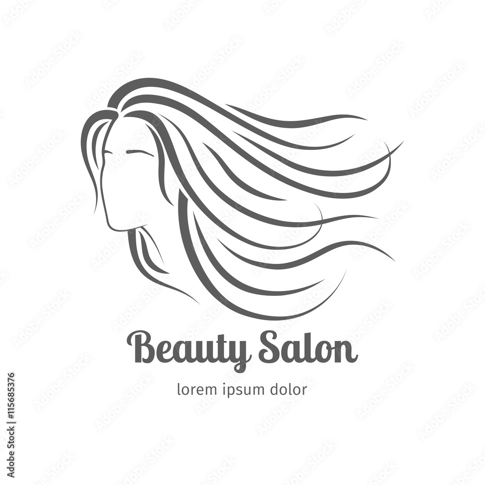 Beauty salon icon with girl face silhouette. Vector illustration Stock ...