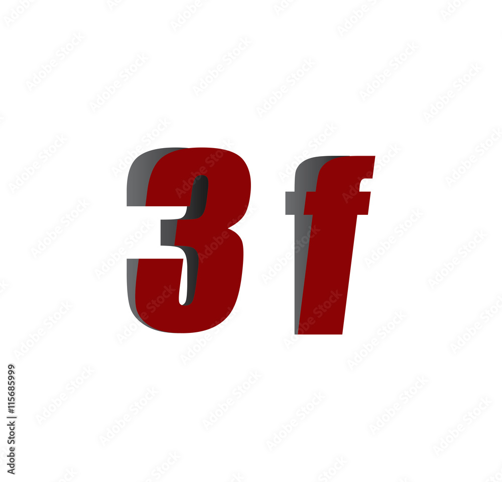 3f logo initial red and shadow Stock Vector | Adobe Stock