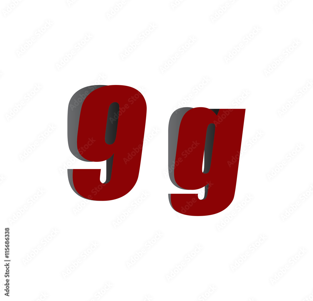 9g logo initial red and shadow Stock Vector | Adobe Stock