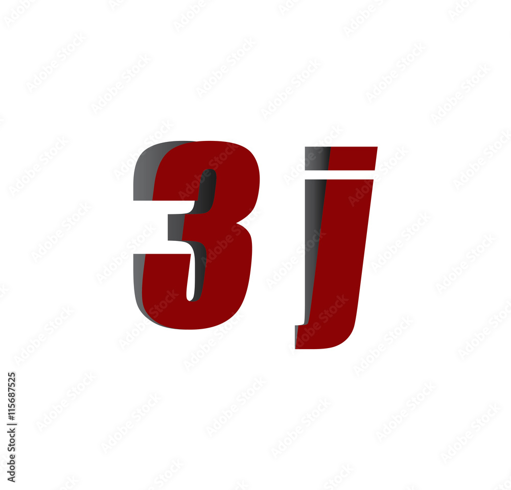 3j logo initial red and shadow Stock Vector | Adobe Stock