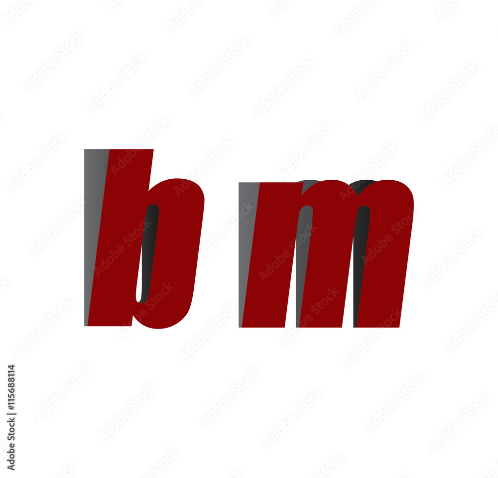 bm logo initial red and shadow Stock Vector | Adobe Stock