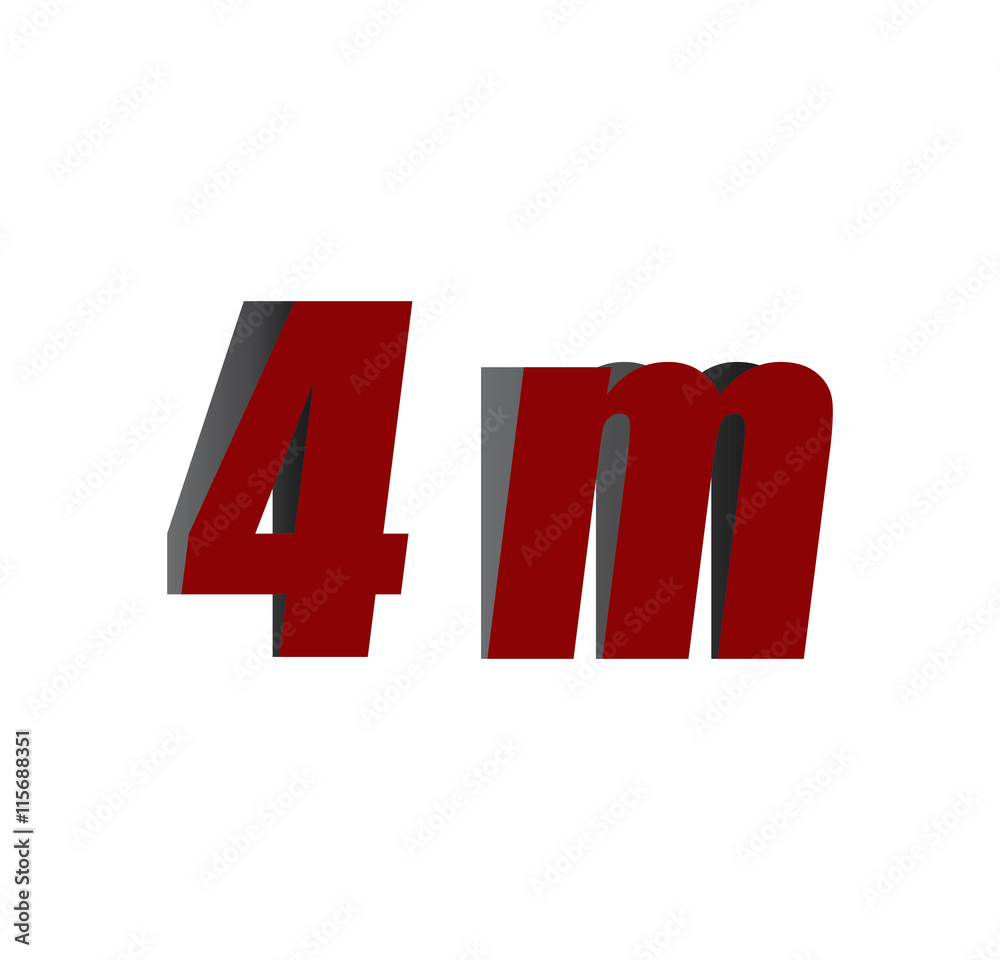 4m logo initial red and shadow Stock Vector | Adobe Stock