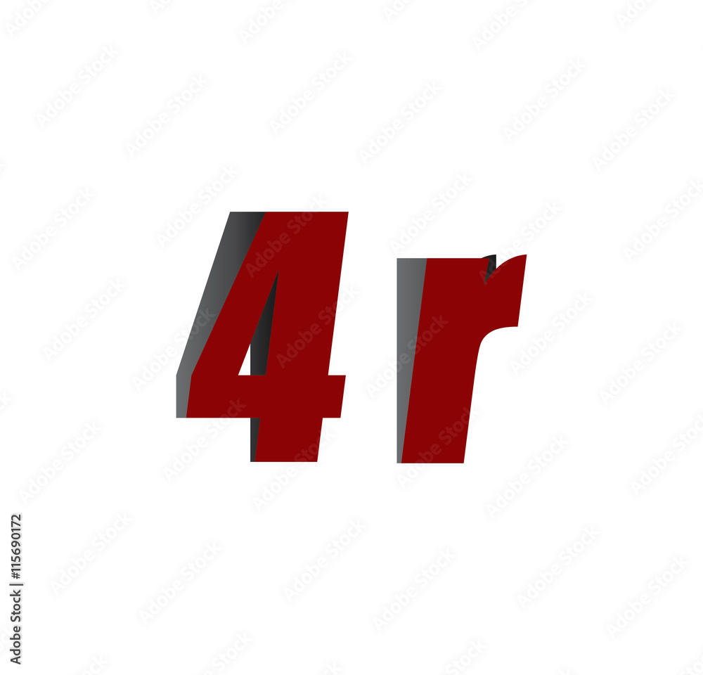 Vetor de 4r logo initial red and shadow do Stock | Adobe Stock