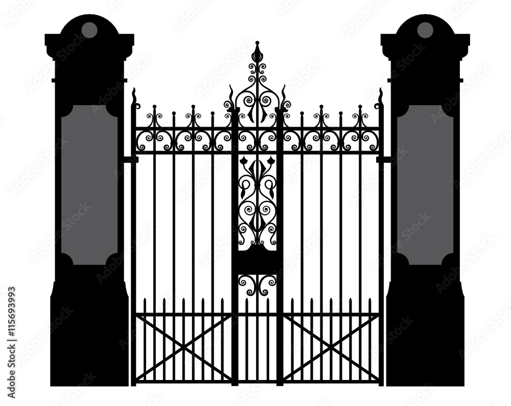 vector illustration of a wrought iron gate Stock Vector | Adobe Stock