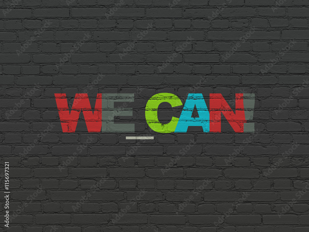 Business concept: We can! on wall background Stock-Illustration | Adobe ...