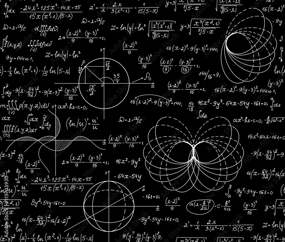 Mathematical vector seamless pattern with various algebra signs ...