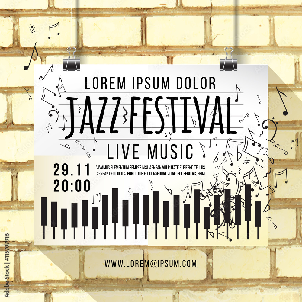 Vector design of Jazz music festival, poster background template ...