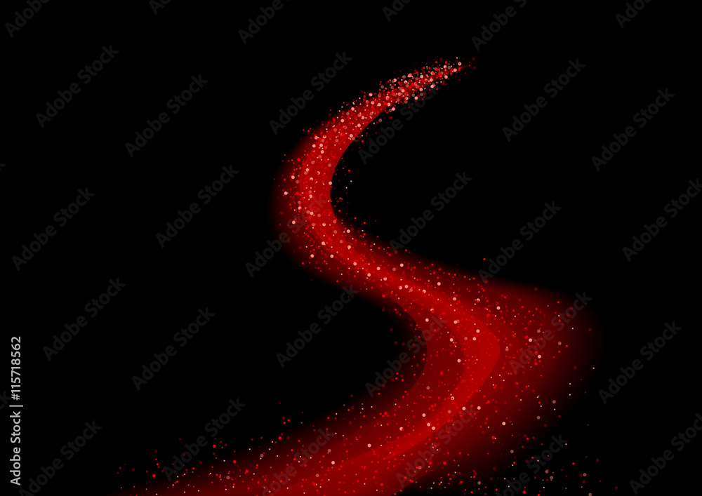 red glittering stars line sparkling particles. Space shinning glitter ...