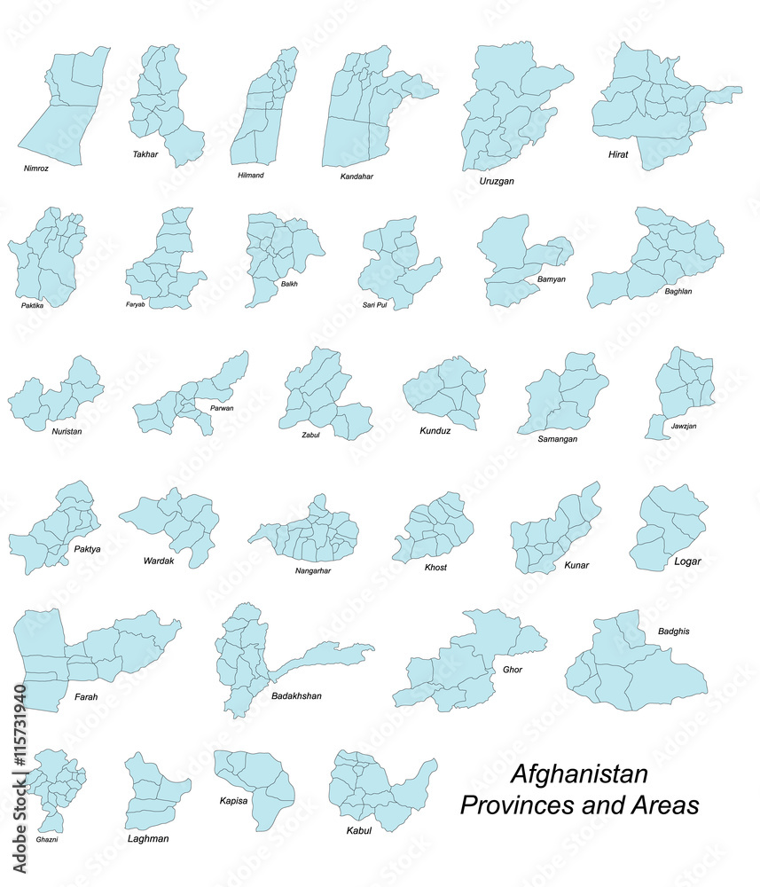 Large and detailed map of all provinces of Afghanistan Stock Vector ...