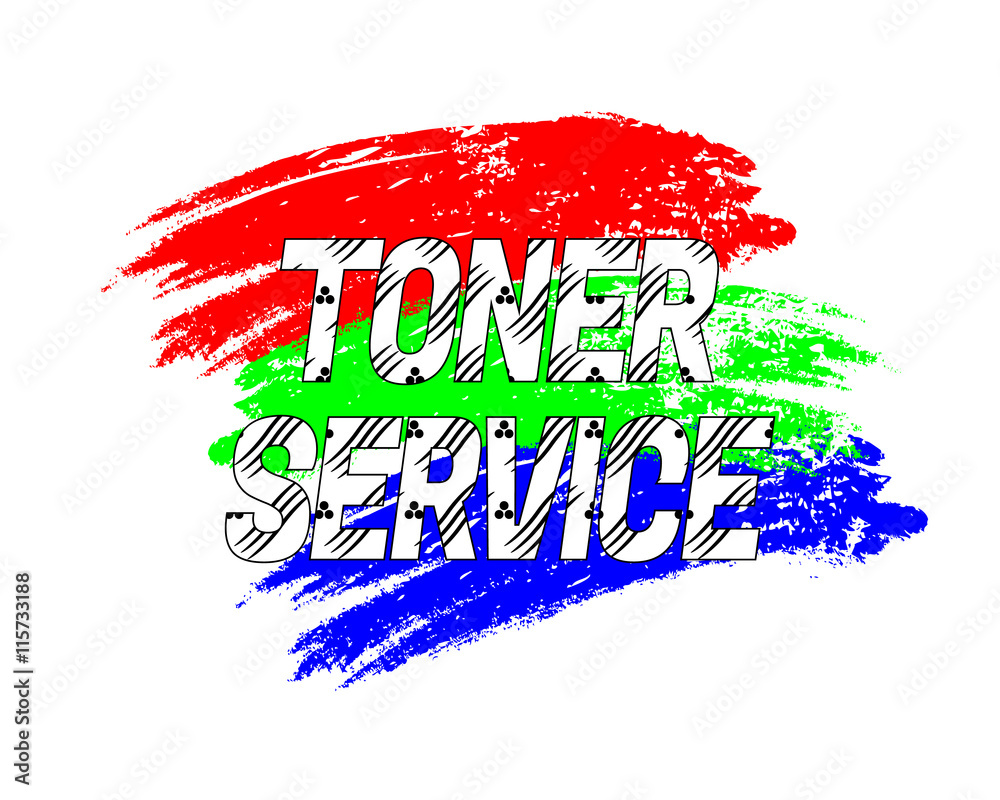 Logo Toner Service on grunge brush strokes in RGB colors. Vector Stock ...
