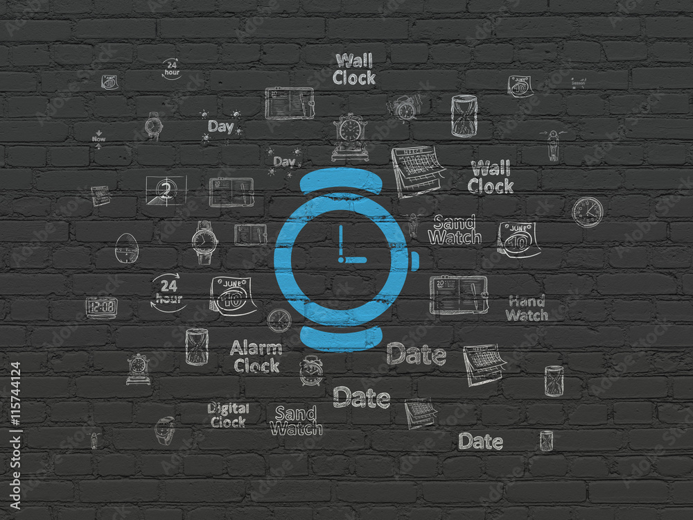Time concept: Hand Watch on wall background Stock Illustration | Adobe ...