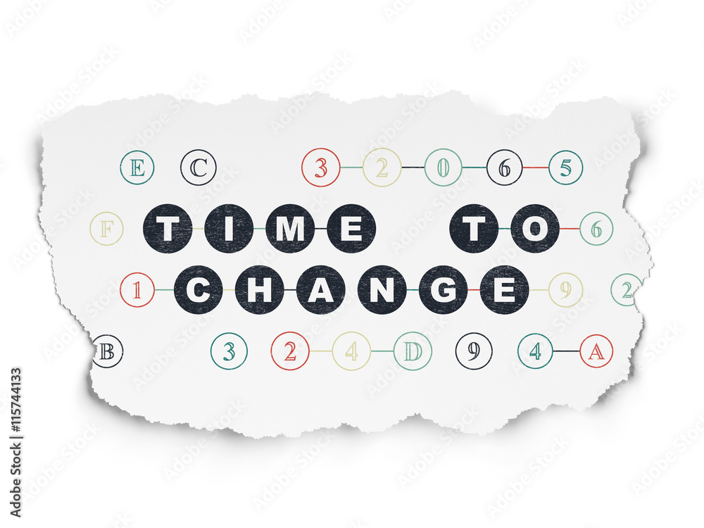 Timeline concept: Time to Change on Torn Paper background Stock ...