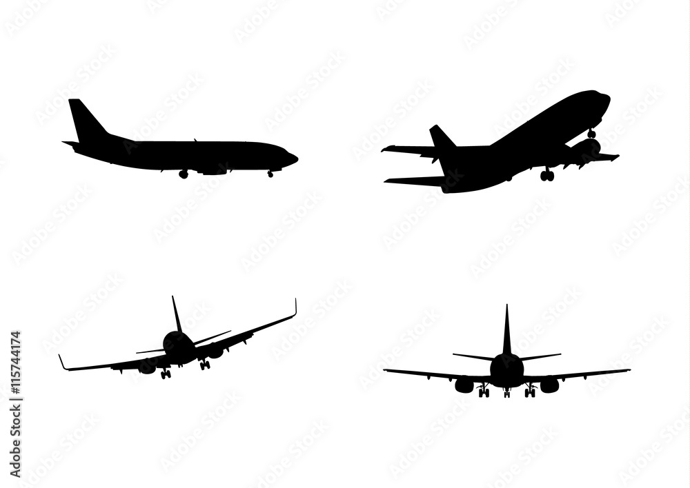 Airplane black collection boeing Stock Vector | Adobe Stock